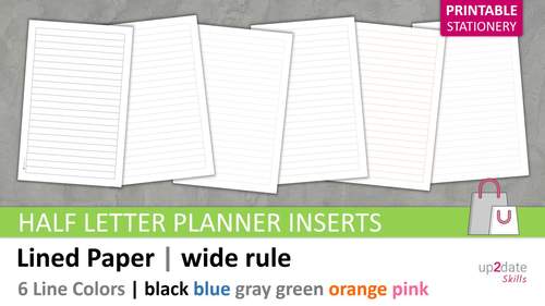 Printable Writing Paper | Half-Letter Lined Paper Wide Rule by ...