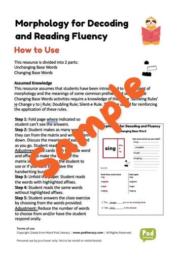 Morphology Matrices for Decoding and Reading Fluency No-Prep Print and Go