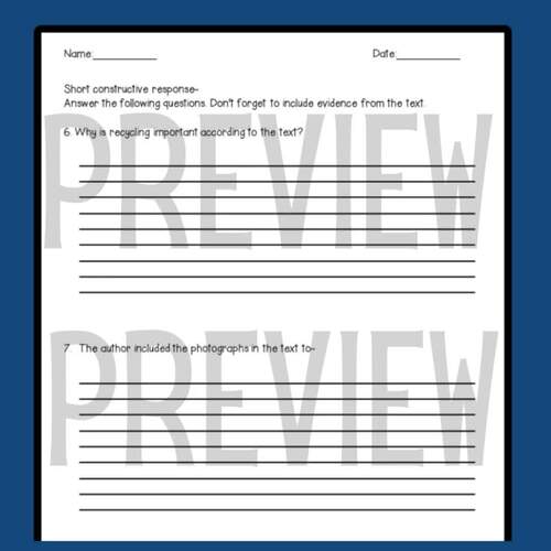 Informational Passage Importance of Recycling- New Items Type ECR,SCR ...