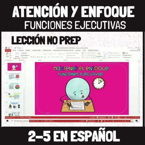 LECCIÓN SOBRE ATENCIÓN - Funciones Ejecutivas 2-5. (En español) | TpT