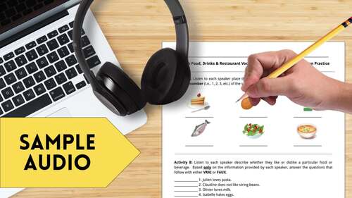 French Food and Restaurant Listening Comprehension by World Language ...
