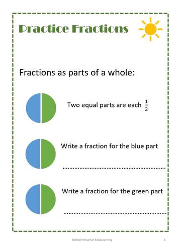 Spring Fractions Worksheets for 2nd and 3rd Grade - Halves / Thirds ...