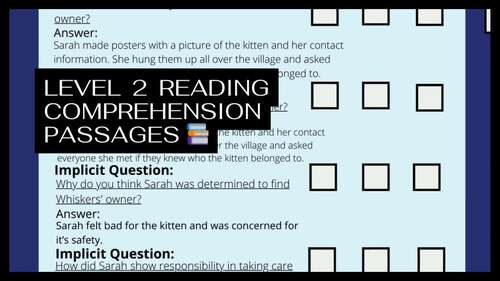Special Ed | Level 2 Second Grade Reading Comprehension | Progress ...
