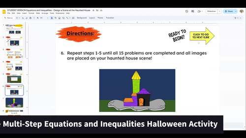 HALLOWEEN Solve Equations and Inequalities Google Slides Activity ...