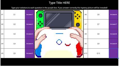 Video Game 1 Commercial Use Pixel Art Activity Templates for Google Sheets