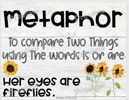 Figurative Language Posters: Sunflower Theme by Teaching on the Coast