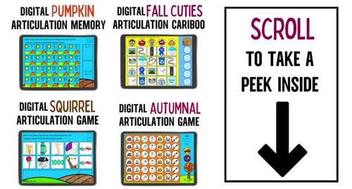 Bundle- Digital Fall Articulation Games For Speech Therapy | TPT