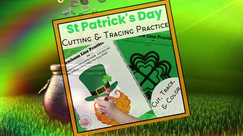 St Patrick's Day Fine Motor Activities Cutting & Tracing Sheets No Prep