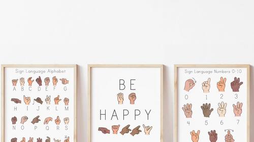 American Sign Language Posters Set of 3 ASL Prints Alphabet & 1-20 Numbers
