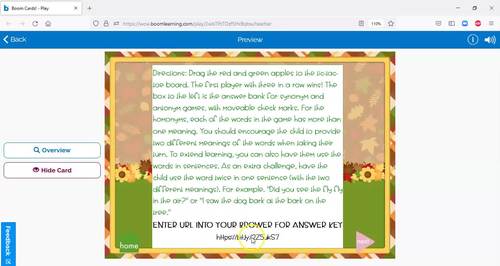 BOOM! FALL THEMED VOCABULARY Tic-Tac-Toe: SYNONYMS, ANTONYMS, HOMONYMS