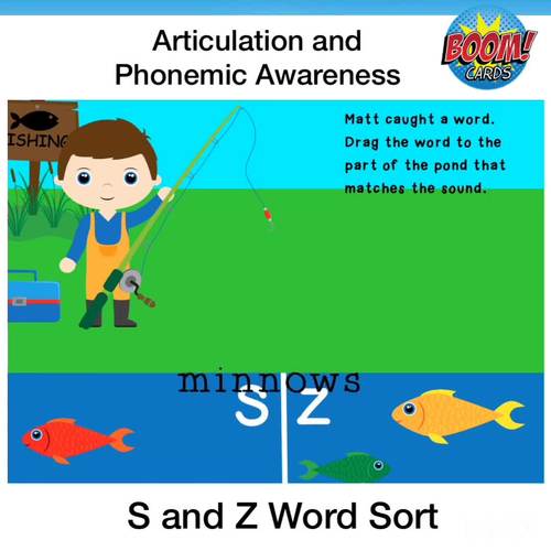 Fishing for S and Z Sounds | Articulation | Boom Cards | Speech ...