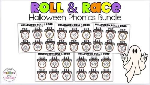 Halloween Roll and Read Fluency Practice Games Bundle | TPT