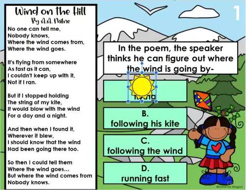 Poem Test Prep Task Cards: Good Morning, Dear Students (Google & PDF)