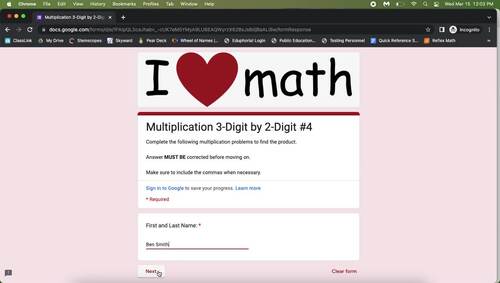 Multiplication Google Forms (10 TOTAL!!!) 2 and 3-Digit Numbers | TPT