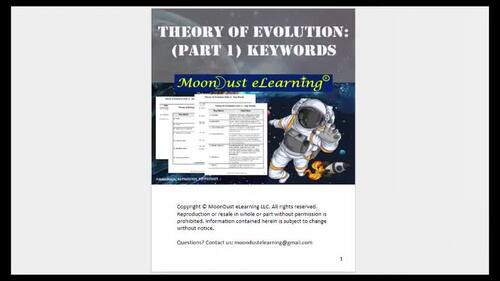 Theory of Evolution (Part I) - KEY WORDS by MoonDust eLearning LLC