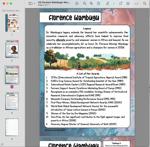 Florence Wambugu || Women in STEM || Guided Reading Comprehension ...