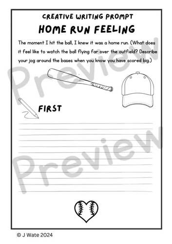 Baseball Sports Creative Writing Prompts Pack & Baseball Inspired ...