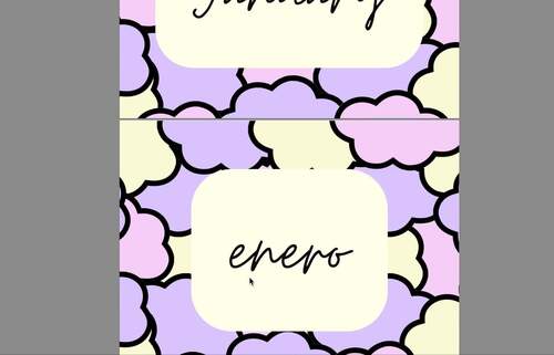 Pastel Clouds- Months and Days- Spanish and English- Canva Editable