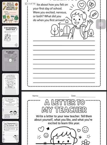 Back to School Writing Prompts – Creative Journal Activities |Grades 2–5