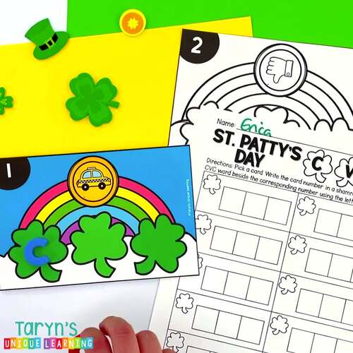 CVC Words | St Patrick's Day Activities | March Phonics | TPT