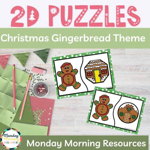 Christmas Maths 2D Shapes Match Gingerbread Theme Kindergarten Puzzle ...