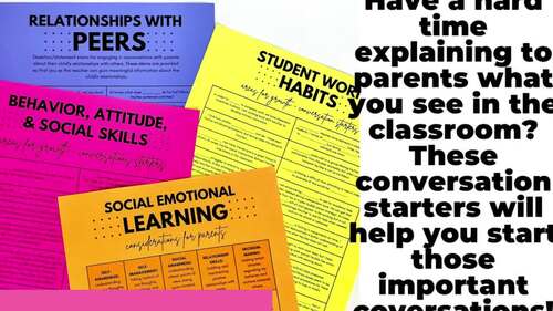 Parent Teacher Conference - Conversation Starters - Areas of Growth