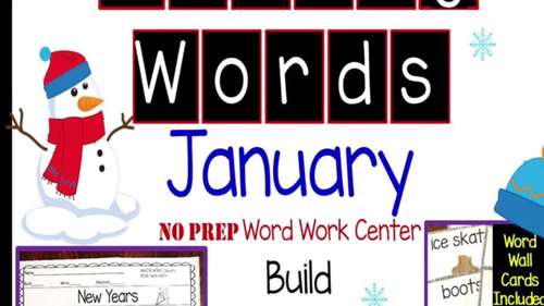 Making Words JANUARY Winter writing center and Vocabulary Cards | TpT
