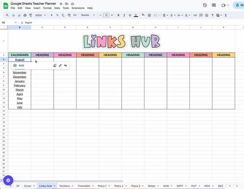 Google Sheets Teacher Planner - Editable Weekly Planner Template