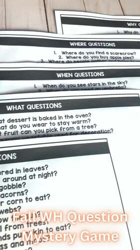 Fall WH Question Mystery Game by Talking Mama Bears | TPT