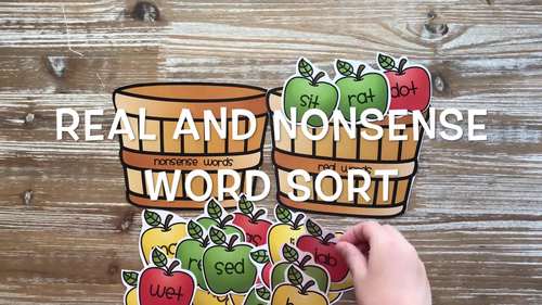 Real and Nonsense Word Sort Apples by Primary Playground | TPT