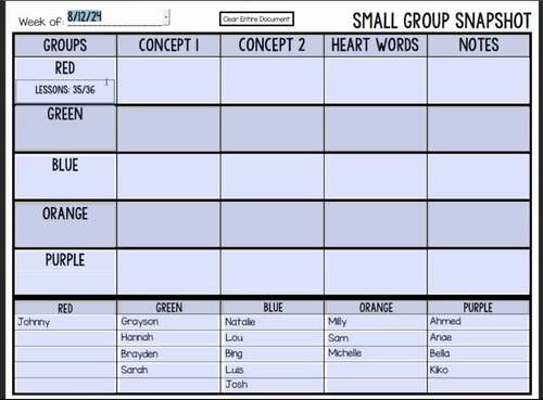 AUTOFILL| Weekly Small Group Template| FULLY EDITABLE| UFLI Inspired| 5 ...