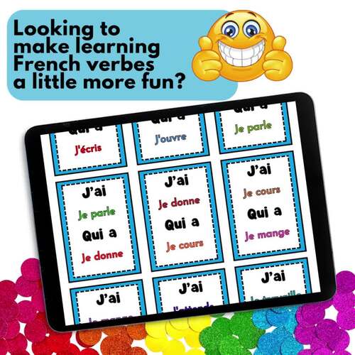J'ai Qui a - Les Verbes - French Verb Game by La Classe de Mme Hawtree
