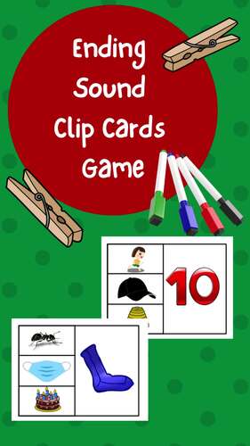 Ending Sound: Phonemic Awareness Matching Clip Card Set by Z-Girl Creations