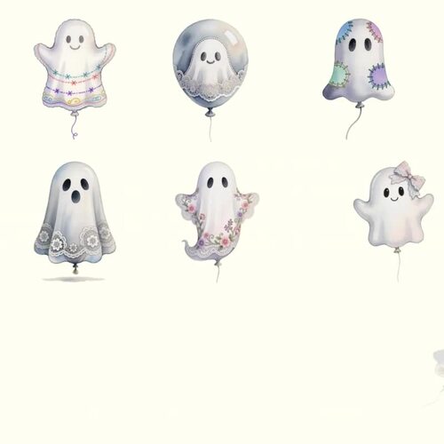 Ghostly Balloons PNG • 19 Digital Clipart Files • Transparent Background