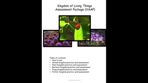 Life Science- Kingdoms of Living Things Assessment (VAAP 8S-LS 3 b)