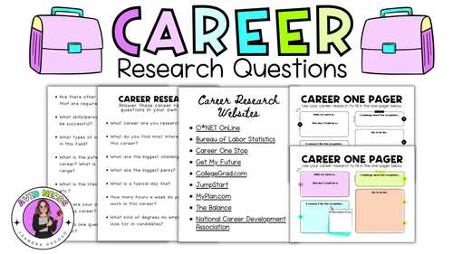 AVID Career Research Questions and One Pager for Project or Sub Plans