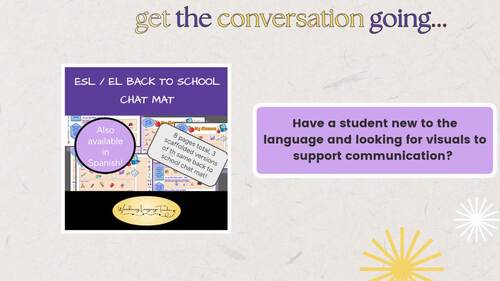 ESL / EL Chat Mat Back to School School Supplies / ESL / EL Newcomers ...