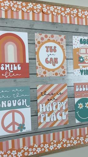 Boho Retro Classroom Decor: Growth Mindset | Editable by Learning with Kiki