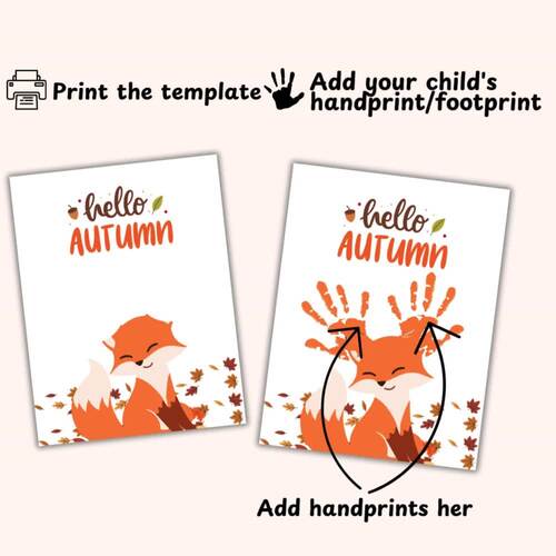 Fall Handprint Craft Template | Fall Activities | Autumn Fox Craft