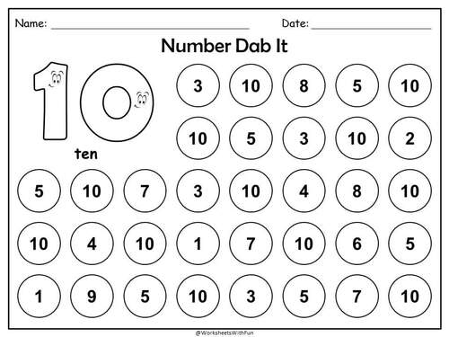 Numbers 1-50 Dab It Worksheets, Math, Kindergarten Summer Morning Work ...