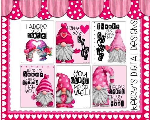 EDITable Gnome Valentine’s Day Poster Set | 23 by KerrysDigitalDesigns