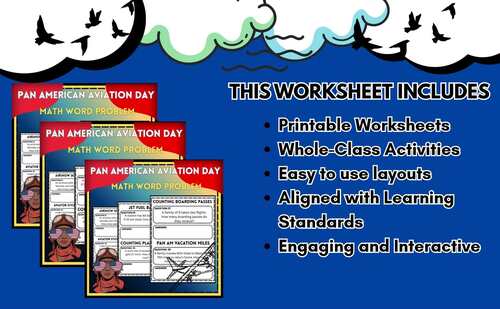 Flying High with Math! Pan American Aviation Day Worksheets (Grades 2–8)