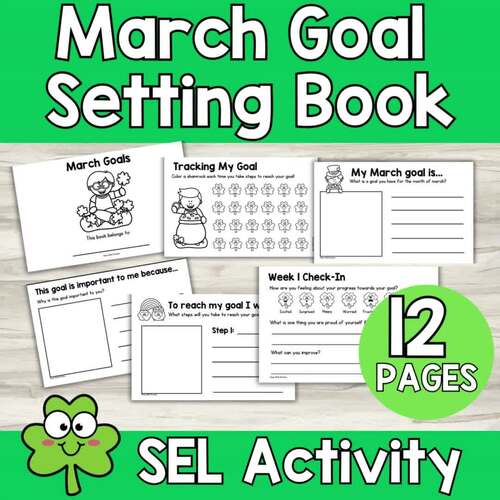 March Goal Setting Book | SEL Social Emotional Learning Activity | Guidance