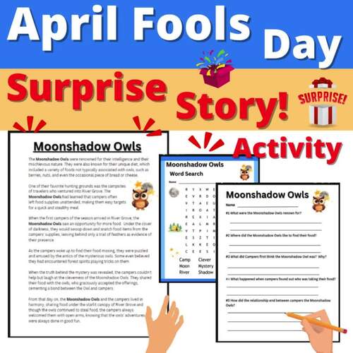 April Fools Day Surprise Story Activity Moonshadow Owls Prank | TPT
