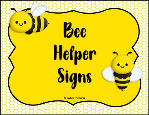 Bee Helper Cards *Editable* by Cindy's Treasures | TPT