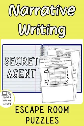 Short Story Writing & Escape Room Puzzles 5th Grade Narrative Secret ...