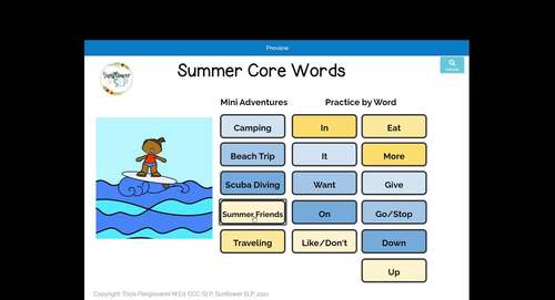Summer Core Vocabulary Word AAC BOOM Cards for Speech Therapy by ...