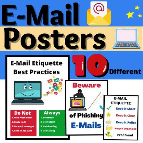 E-mail Activities Posters Etiquette Technology Computers Classroom Resource