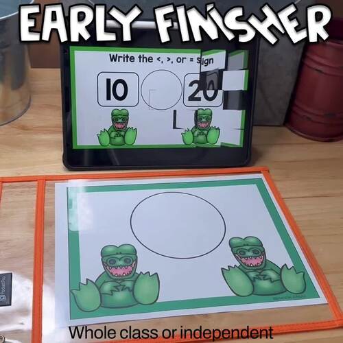 Comparing Numbers to 100 Math Centers 1st Grade No Prep Early Finisher Bins