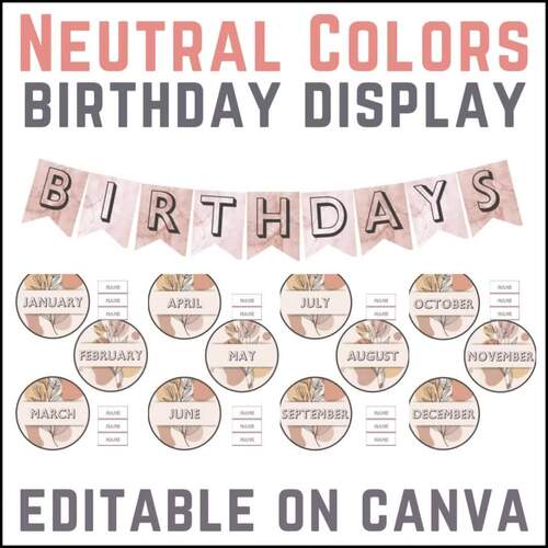 Calm Boho Neutral BIRTHDAY DISPLAY | Classroom Decor | Back to School